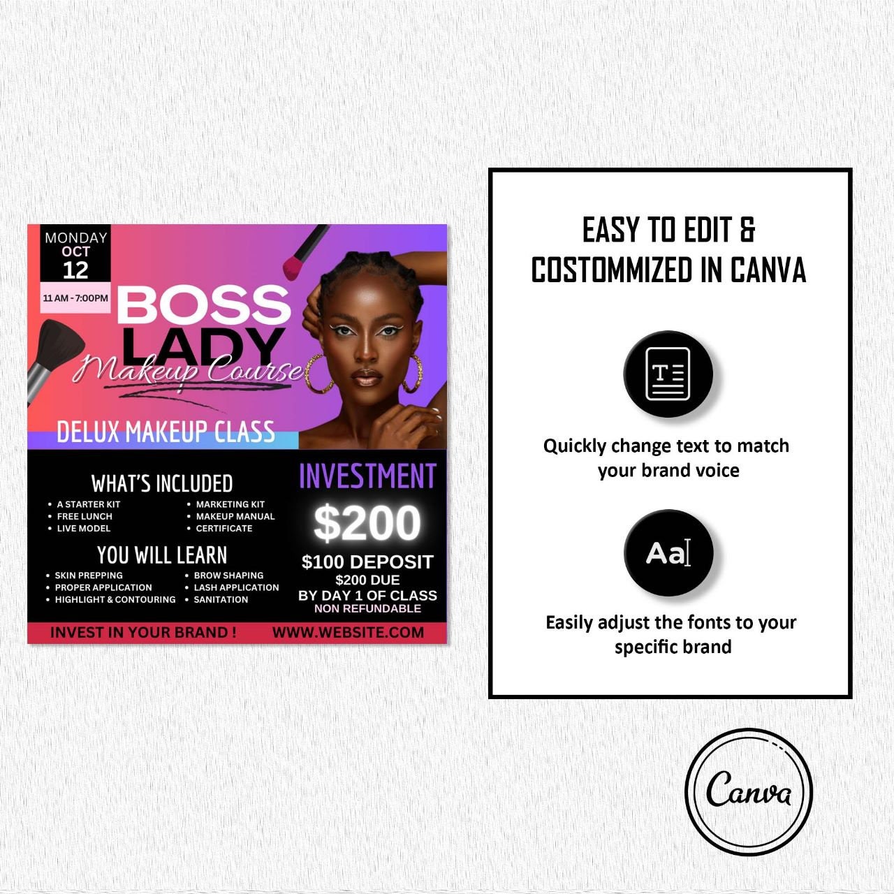 Makeup Class Flyer, Makeup Course Flyer, Makeup Masterclass, Social ...