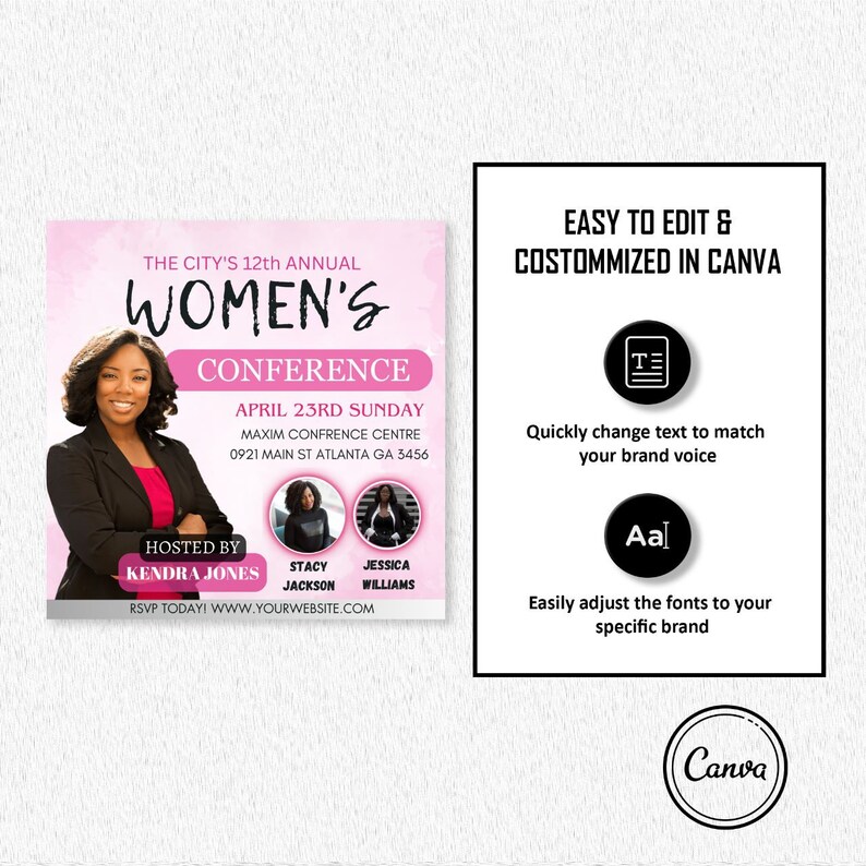 Women's Conference Flyer, Diy Editable Flyer in Canva, Womens Brunch ...