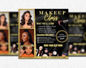 Editable Beginners Makeup Class Flyers, Flyer Template Design, Social ...
