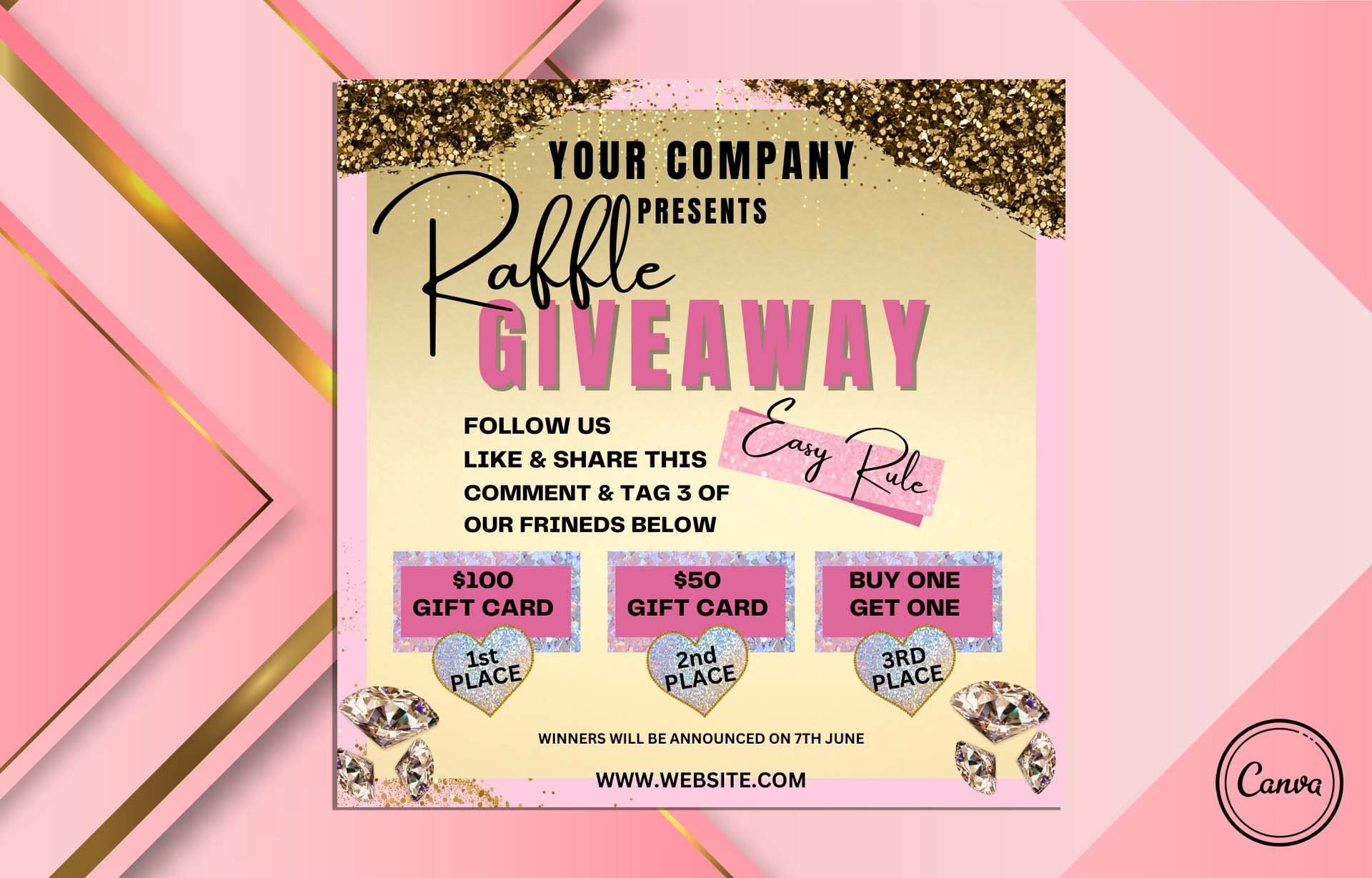 Giveaway Winner Flyer, Giveaway Flyer, Raffle Flyer, Boutique Flyer ...