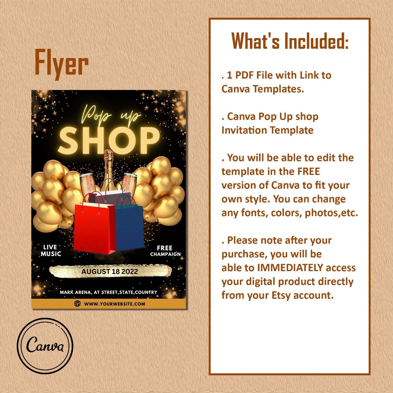 Pop up Shop Flyer Template for Digital Download, DIY Editable Flyer ...