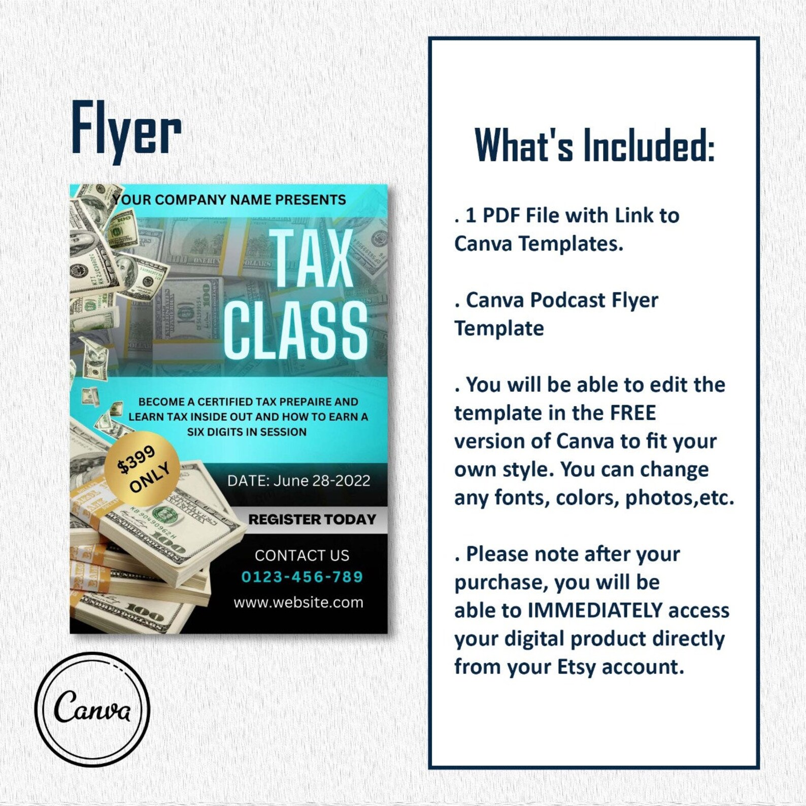 Tax Flyer, Tax Prep Service Flyer, DIY Tax Flyer, Tax Season, Tax ...