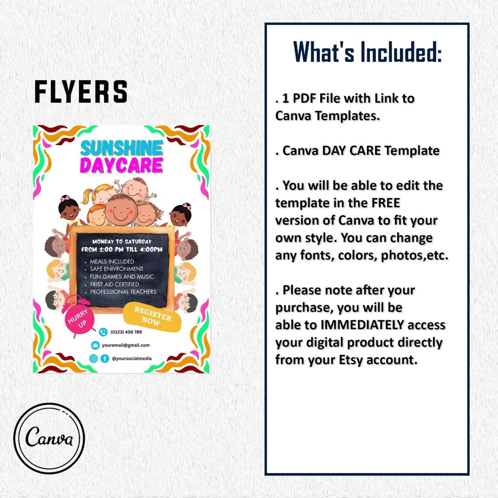 Daycare Flyer Template, Childcare Flyer, Babysitting Flyer, Home ...