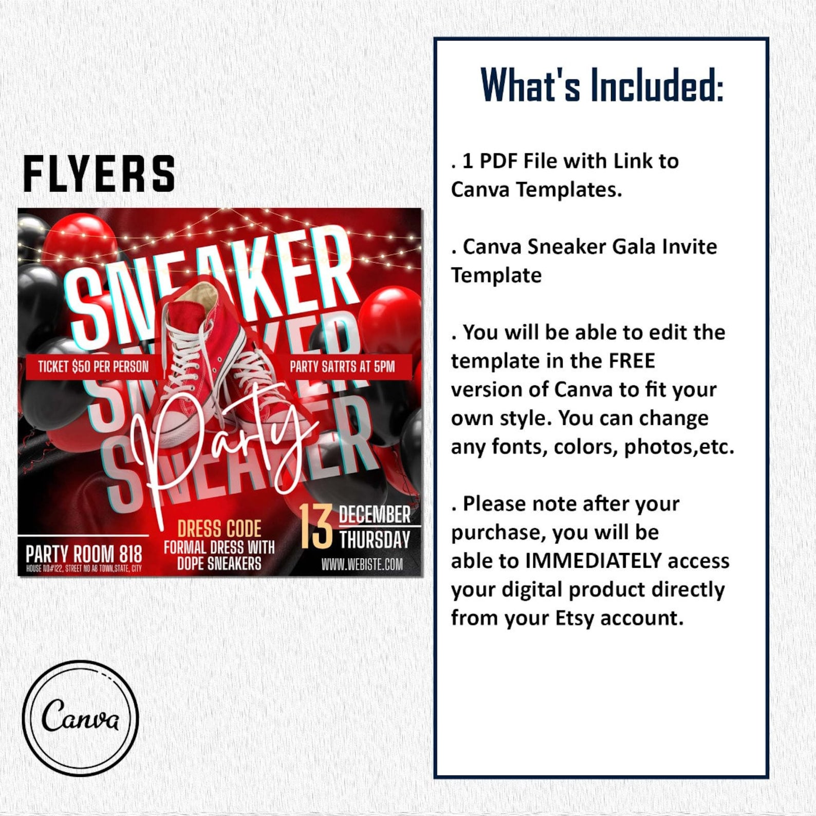 Sneaker Ball Flyer, Sneaker Ball Gala, Sneaker Ball Invite, Sneaker ...