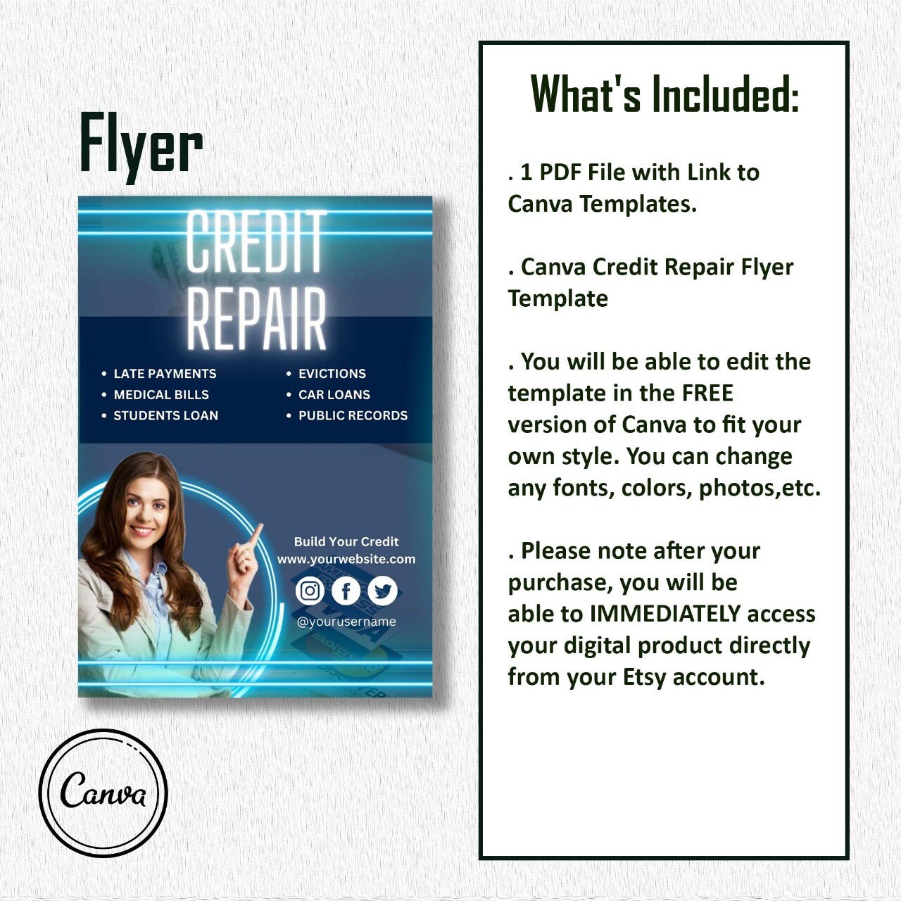 Credit Repair Flyer, Credit Restoration Template, Credit Flyer, DIY ...