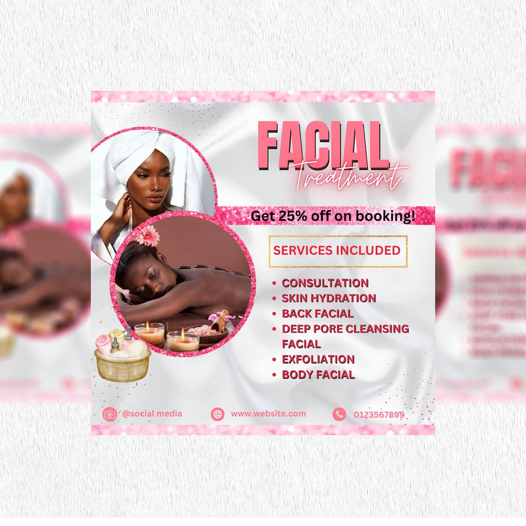Facial Treatment Flyer, Facial Spa Flyer, Aesthetician Flyer, Facial ...