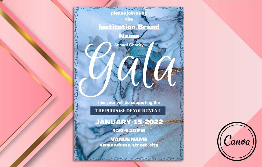 Gala Invitation Gala Night Invitation DIY Editale Flyer - Etsy