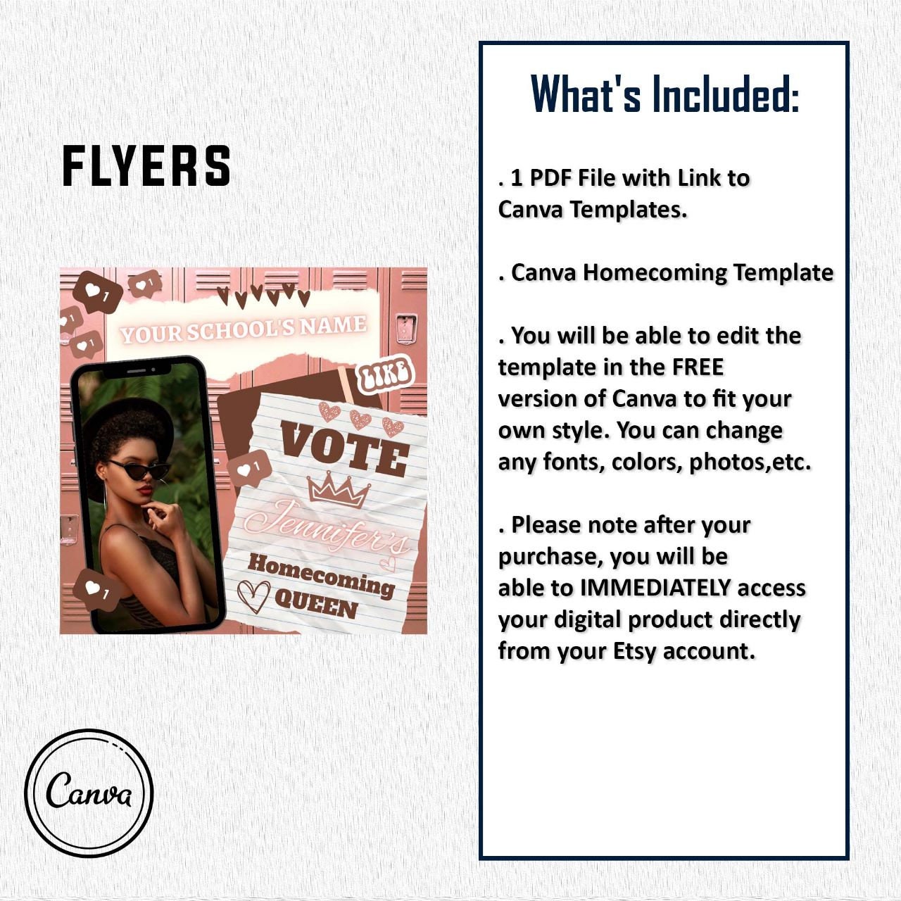 Homecoming Queen Campaign Flyer DIY Vote for Me Election - Etsy