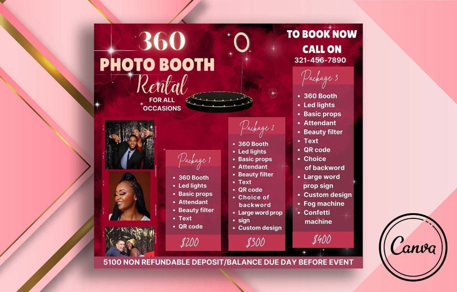 360 Photo Booth, 360 Photo Booth Flyer, Photo Booth Social Media Posts ...