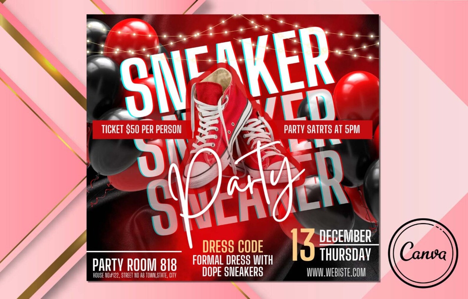 Sneaker Ball Flyer, Sneaker Ball Gala, Sneaker Ball Invite, Sneaker ...