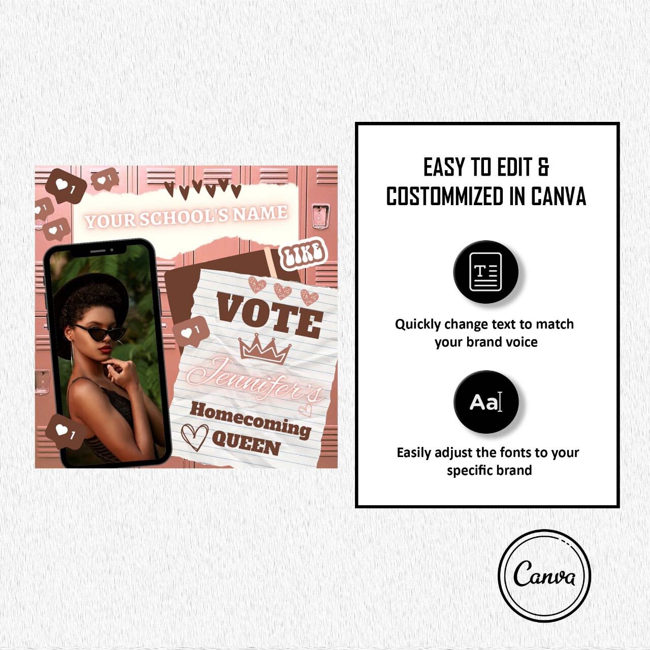 Homecoming Queen Campaign Flyer DIY Vote for Me Election - Etsy
