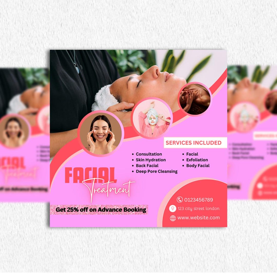 Facial Treatment Flyer, Facial Spa Flyer, Aesthetician Flyer, Facial ...