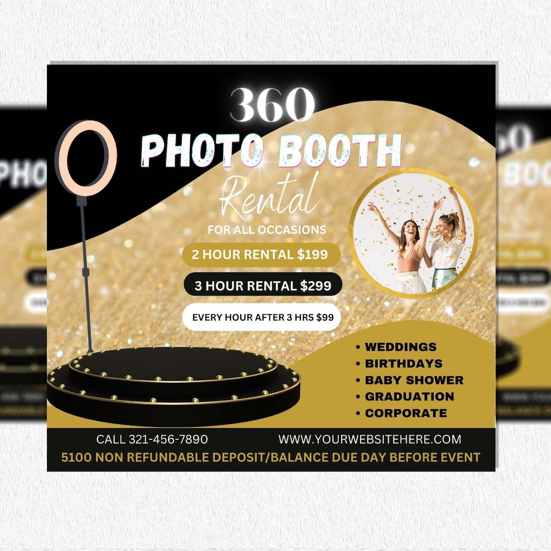360 Photo Booth Flyer, 360 Photo Booth, Event Flyer, Party Flyer, Canva ...
