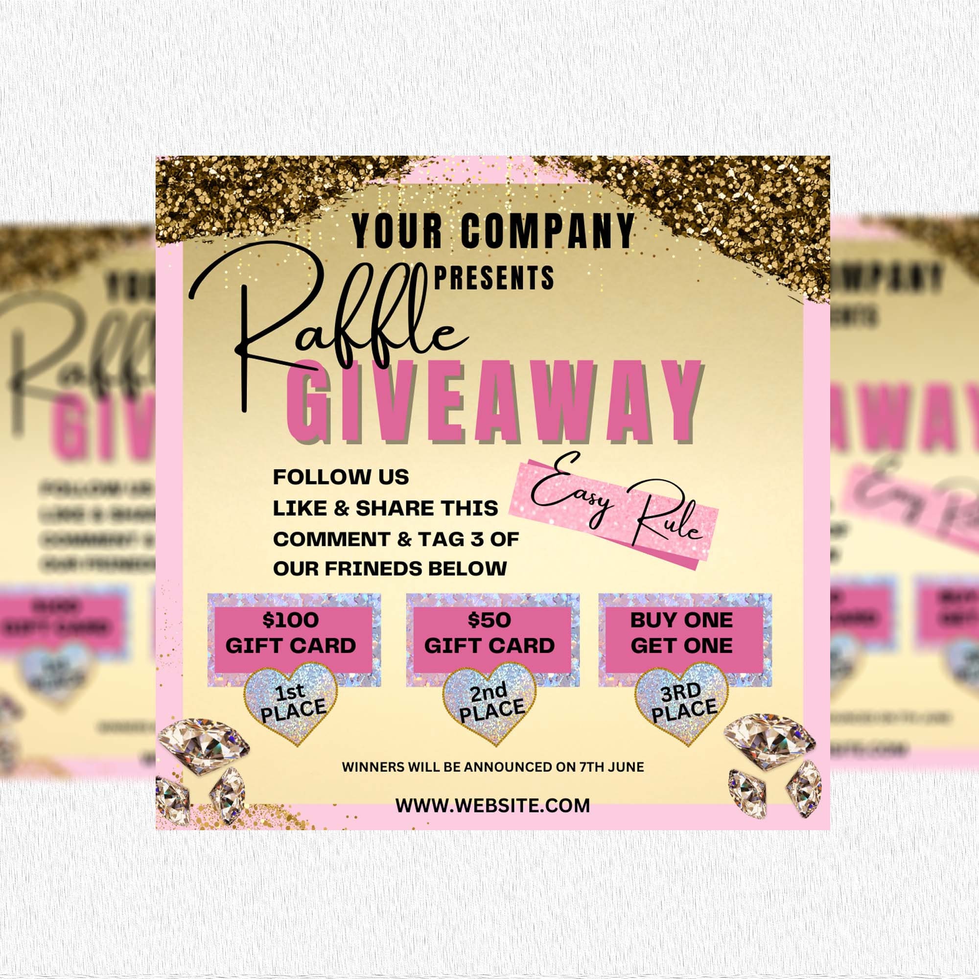 Giveaway Winner Flyer, Giveaway Flyer, Raffle Flyer, Boutique Flyer ...