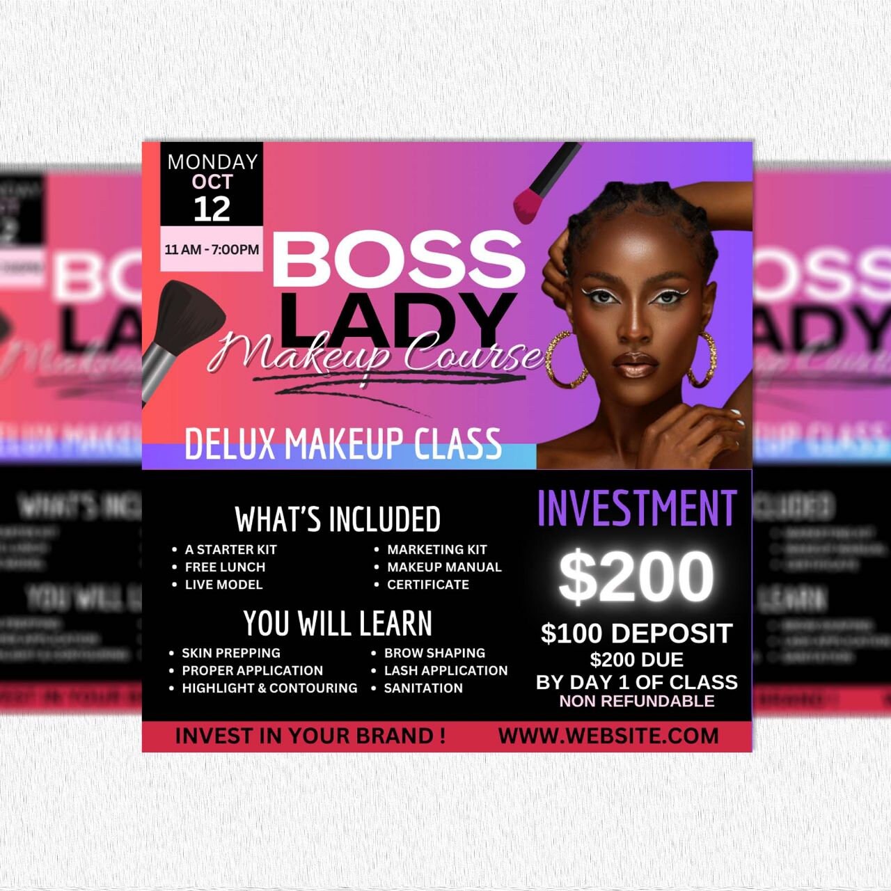 Makeup Class Flyer, Makeup Course Flyer, Makeup Masterclass, Social ...