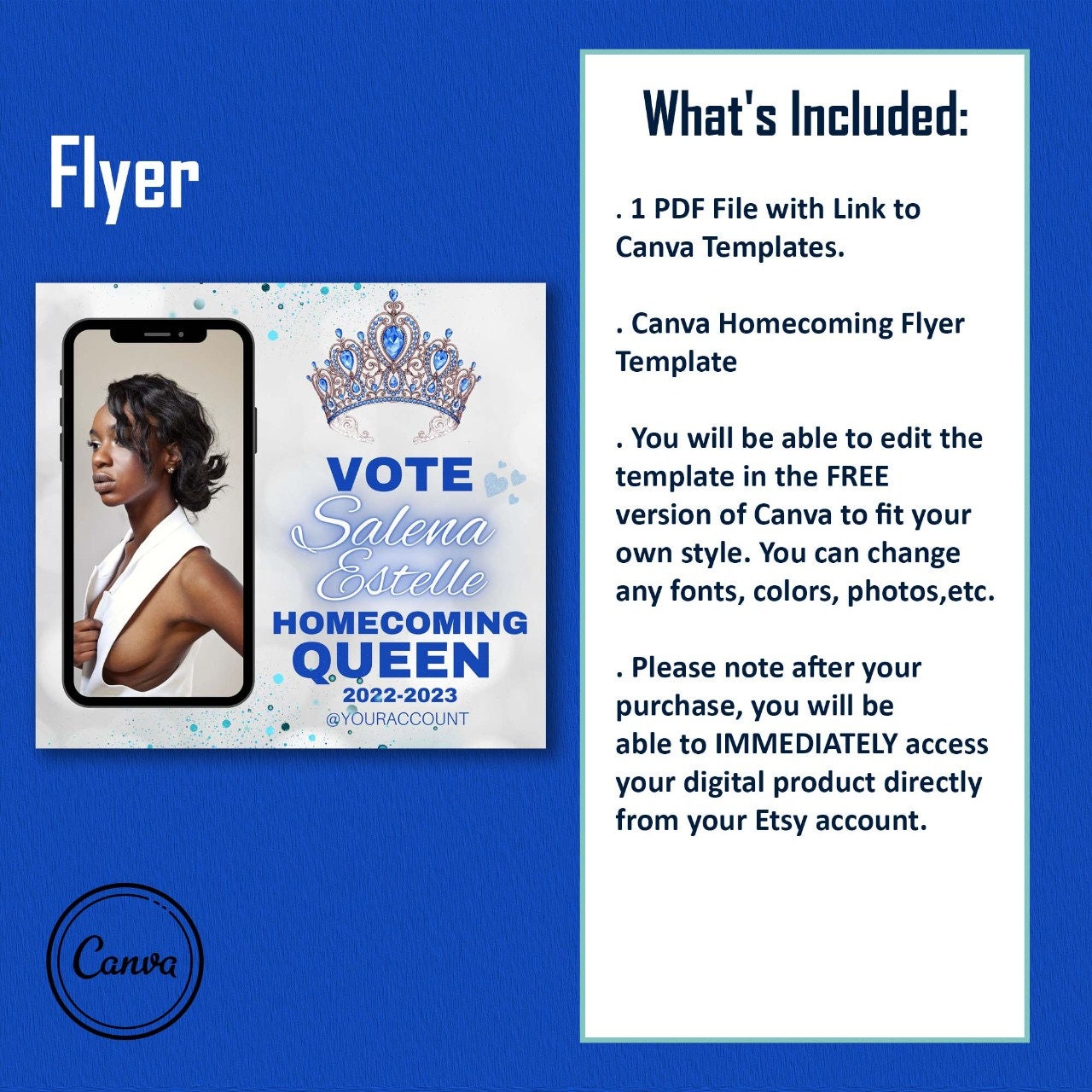 Homecoming Queen Campaign Flyer | DIY Vote for Me Election High School ...