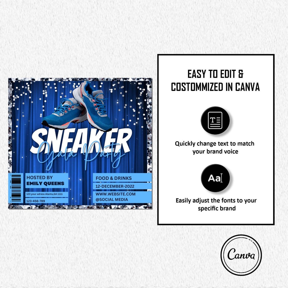 Sneaker Ball Flyer, Sneaker Ball Gala, Sneaker Ball Invite, Sneaker ...