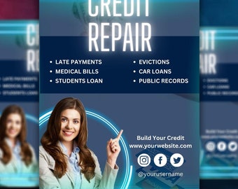 Credit Repair Flyer, Credit Flyer Template, Credit Services Flyer ...