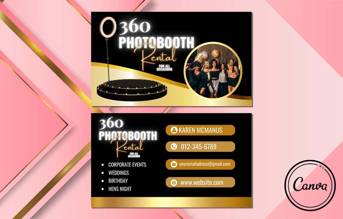 360 Photo Booth Business Card Template Rental Business Card - Etsy