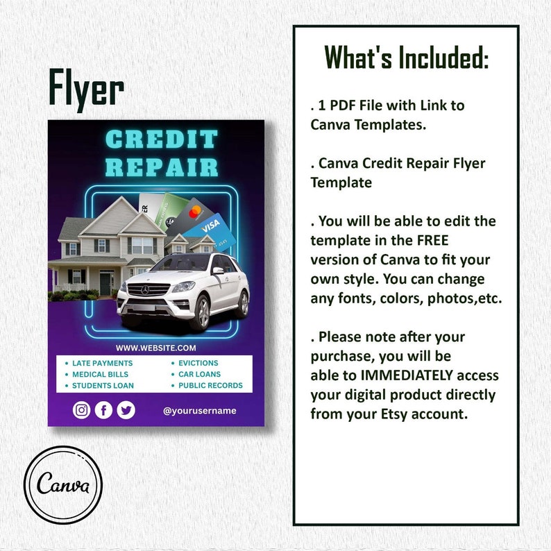 Credit Repair Flyer Credit Restoration Template Credit Fix - Etsy