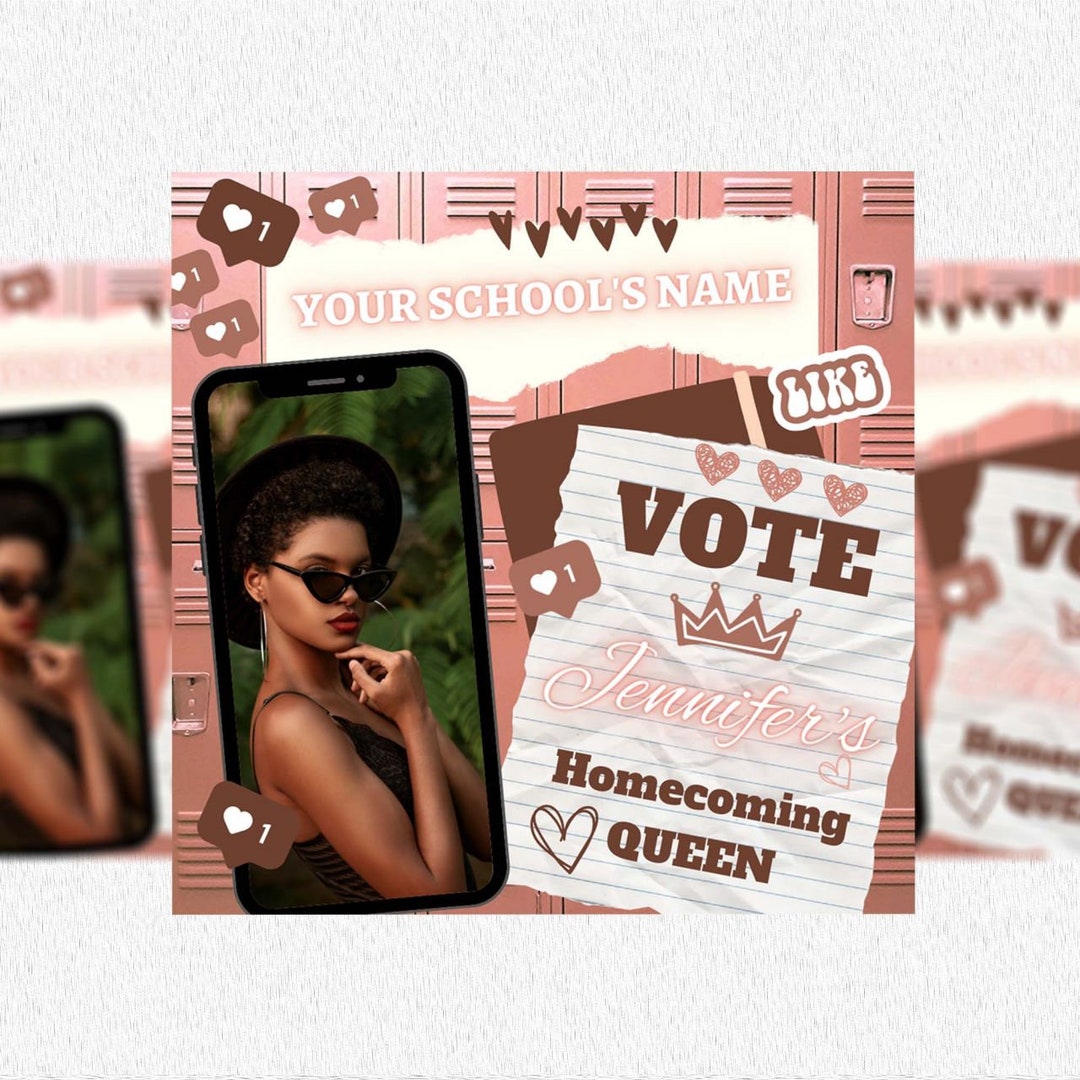 Homecoming Queen Campaign Flyer | DIY Vote for Me Election High School ...