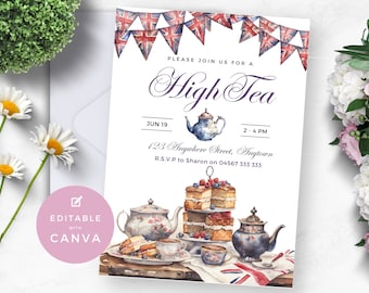 EDITABLE High Tea Invitation Instant Download Printable Party Invite ...