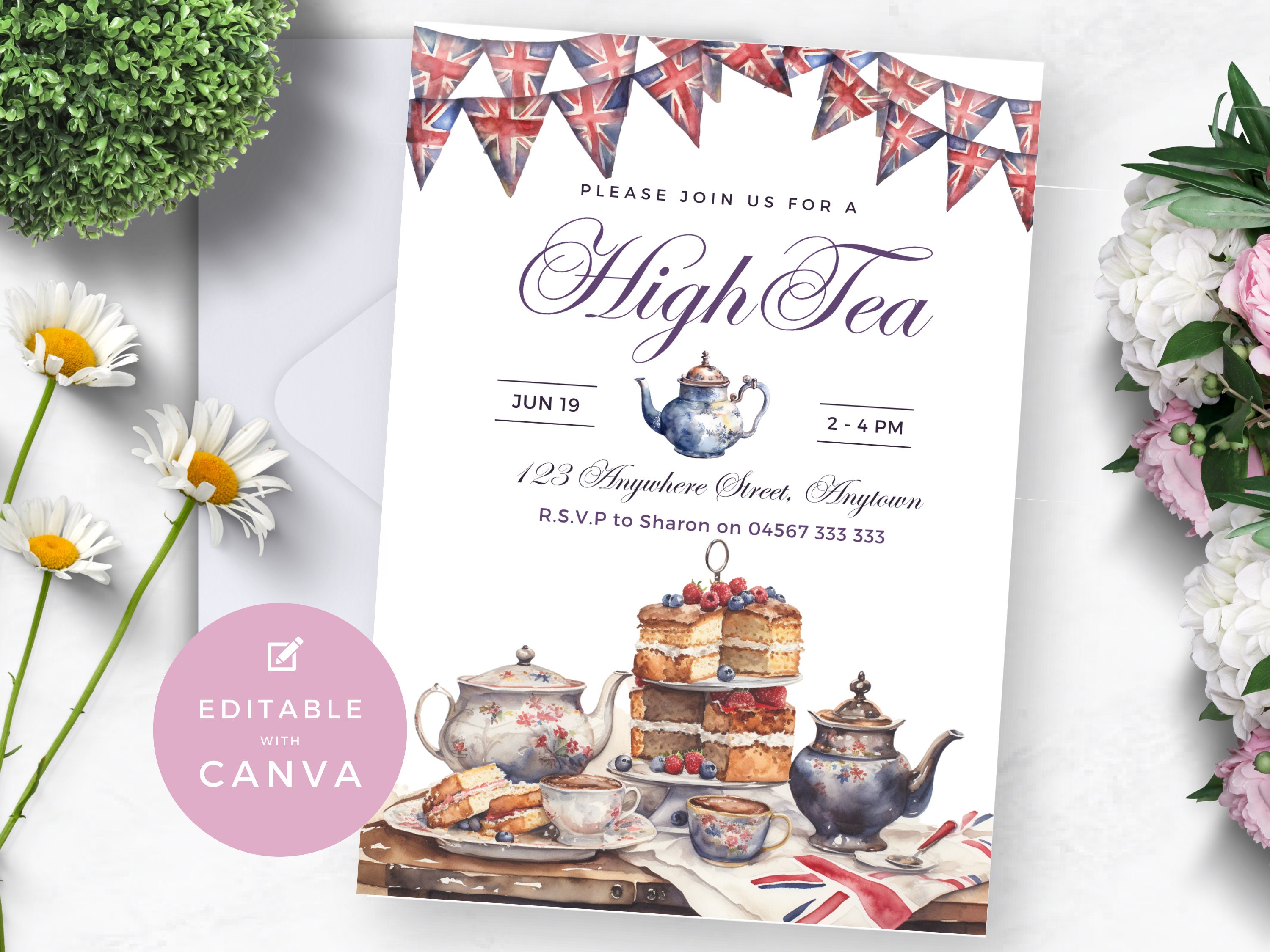 High Tea Invitation | Editable in Canva | INSTANT DOWNLOAD | Printable ...