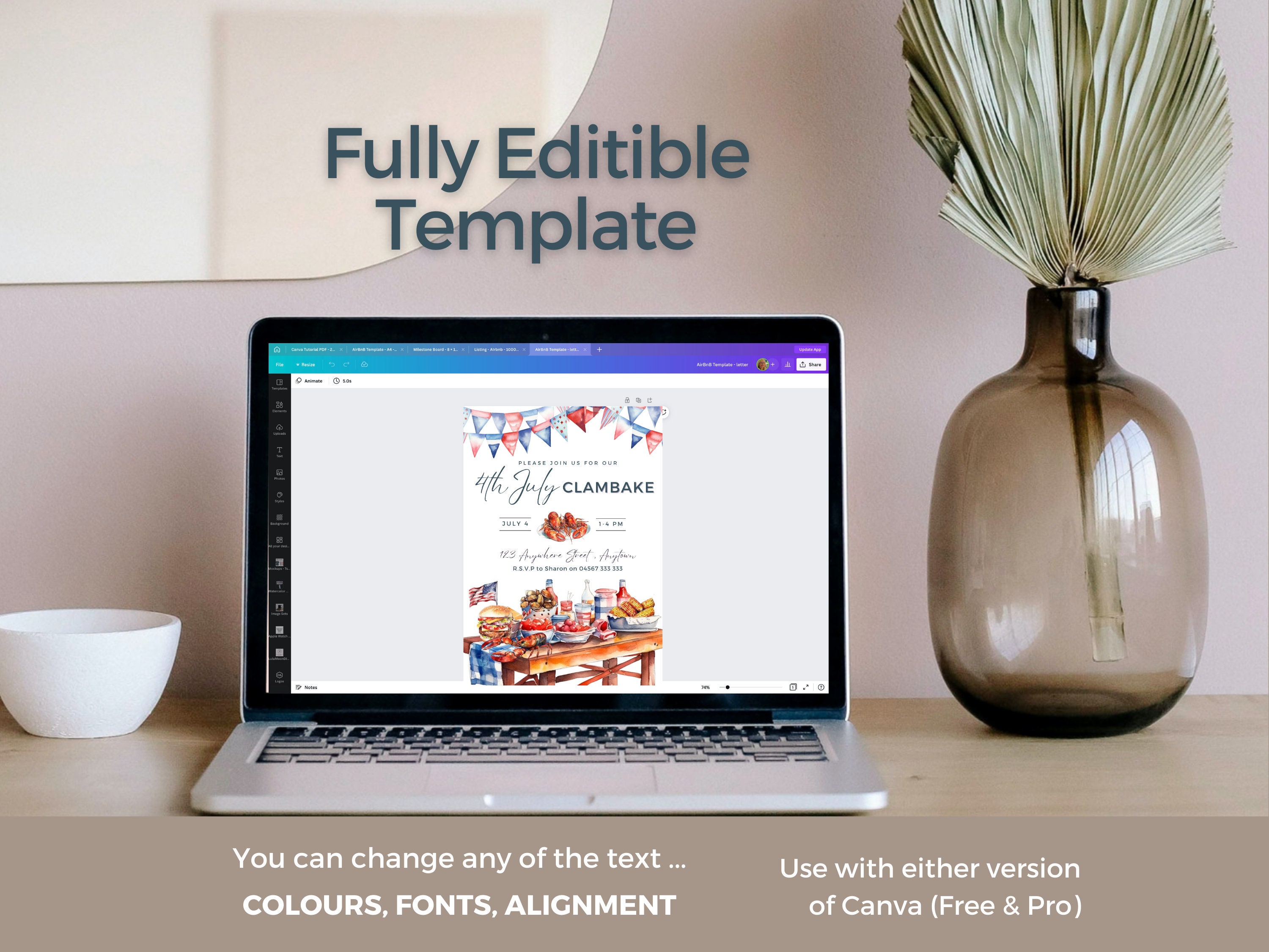 Editable 4th of July Clambake Invite | Edit in Canva | INSTANT DOWNLOAD ...