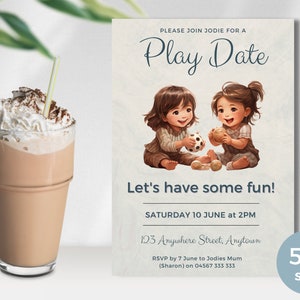 Printable Playdate Invitation Template, Play Date Invite, Let's Have ...