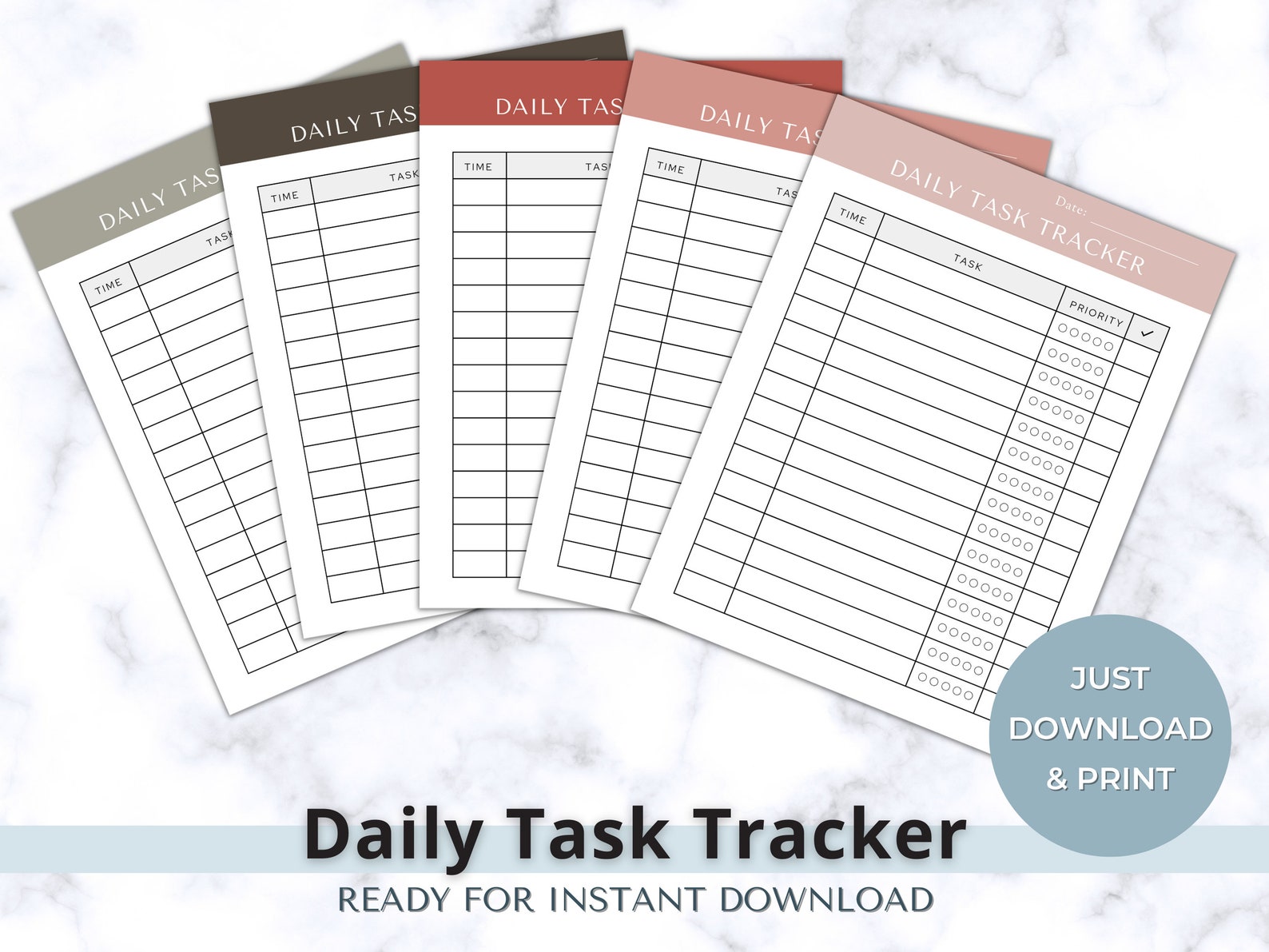 Daily Task Tracker | Pink & Grey | Office Planner | Work To-do List ...