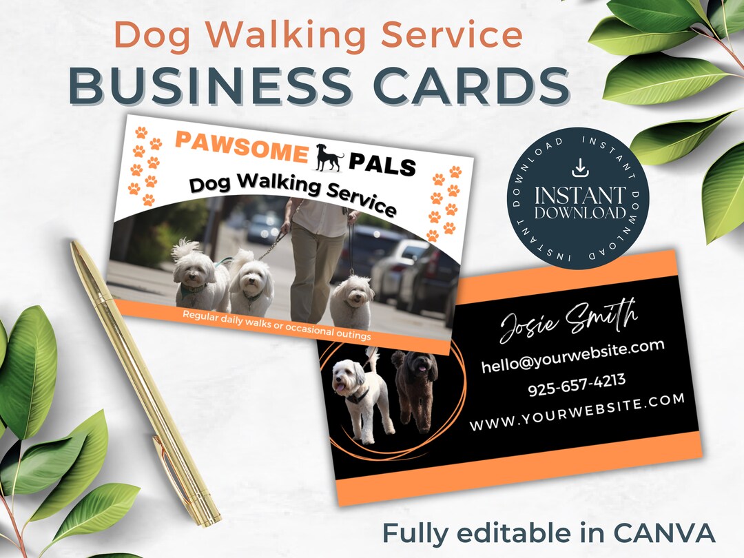 Dog Walker Business Card | Pet Walking Promotional Cards | Fully ...