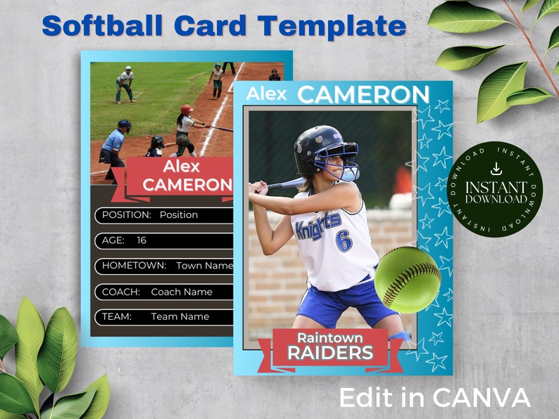 Editable Softball Card Template | End of Season Gift | Canva Template ...