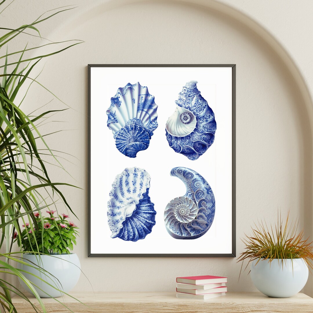 Chinoiserie Style Sea Shells, Printable Wall Art, INSTANT DOWNLOAD ...