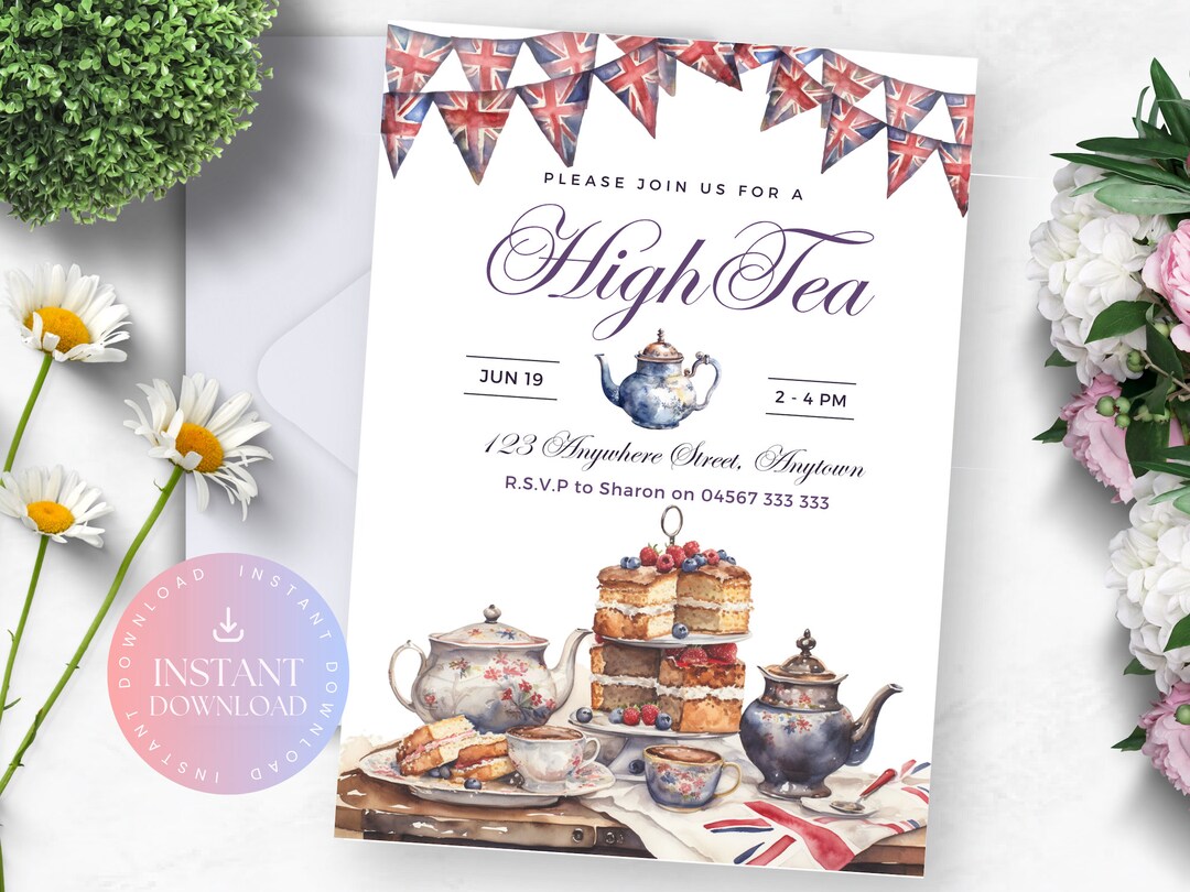 High Tea Invitation Editable in Canva INSTANT DOWNLOAD - Etsy