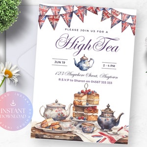 High Tea Invitation Editable in Canva INSTANT DOWNLOAD - Etsy