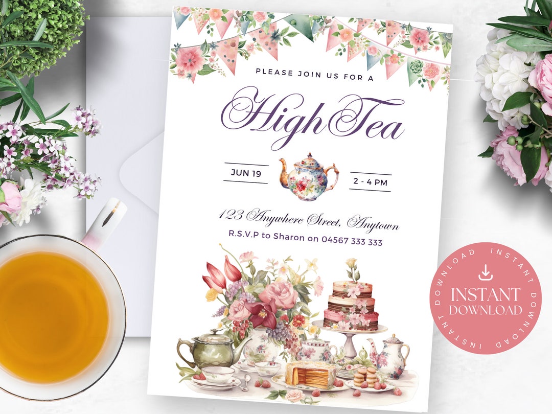EDITABLE High Tea Invitation | Instant Download | Printable Party ...