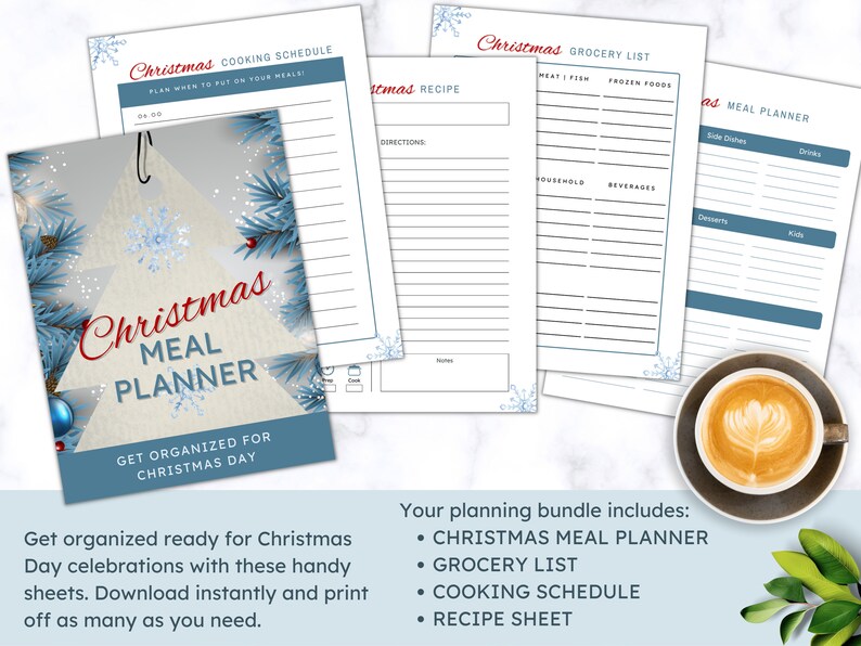 Christmas Food Planner Printable | Recipe Sheets | Grocery List ...