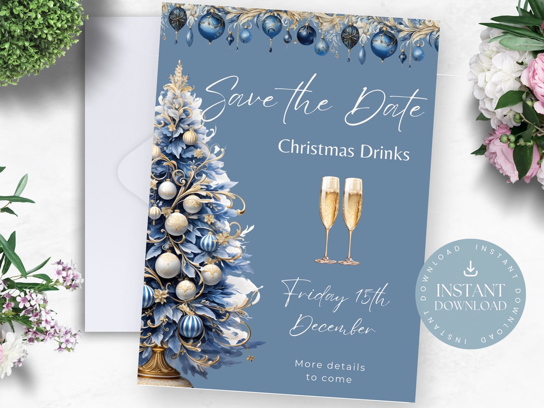 EDITABLE Save the Date Christmas Party, Edit in Canva, Printable Xmas ...