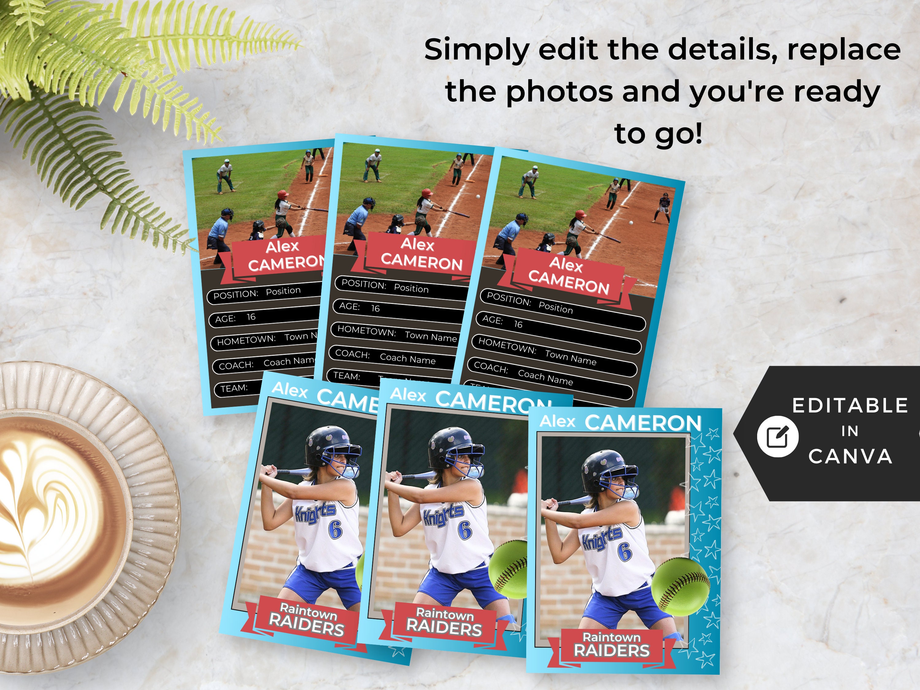 Editable Softball Card Template | End of Season Gift | Canva Template ...