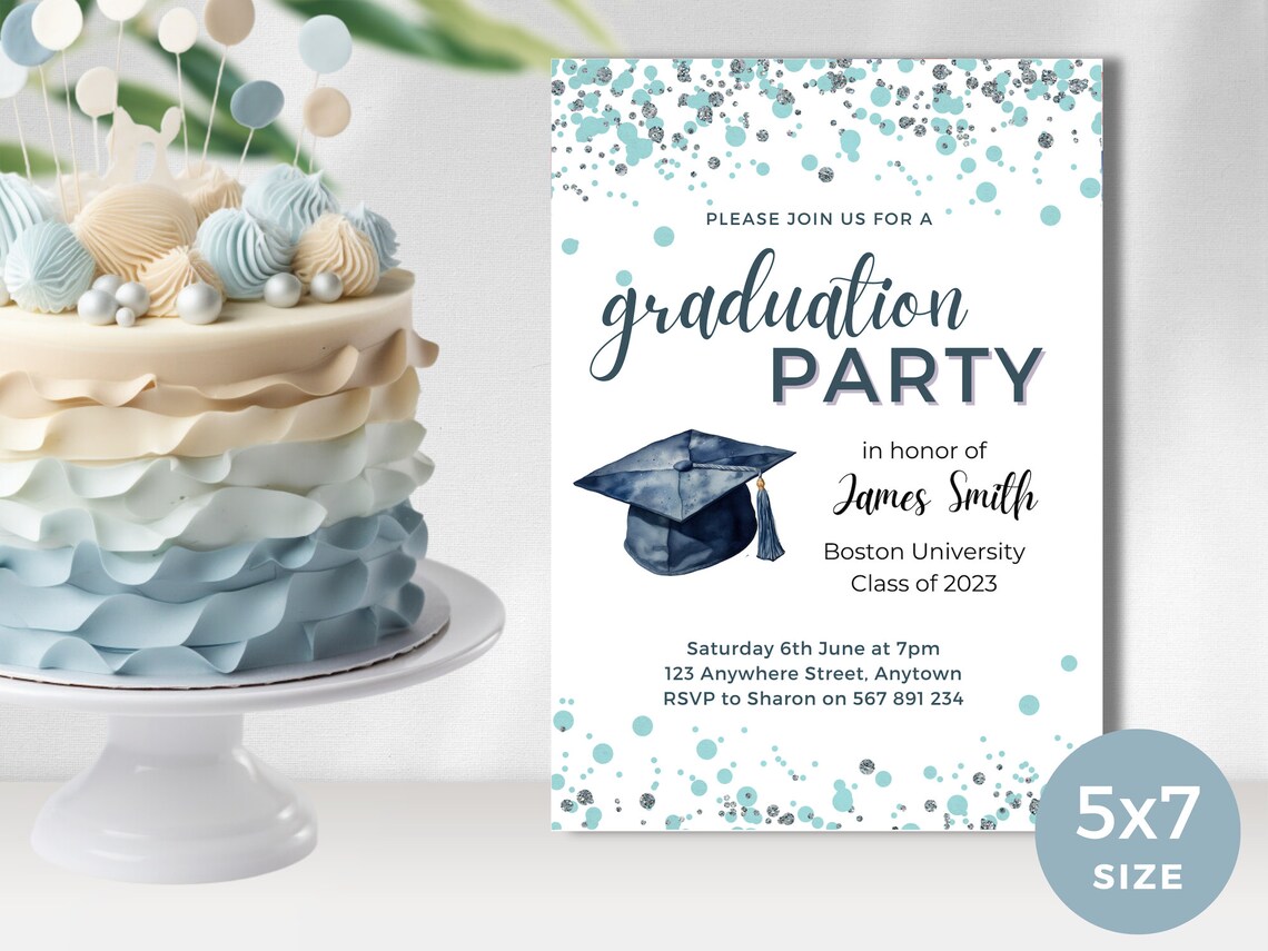 Graduation Invites for Him, Boys Graduation Party Invitation, Printable ...