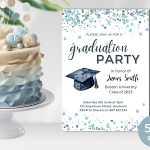 Graduation Invites for Him, Boys Graduation Party Invitation, Printable ...