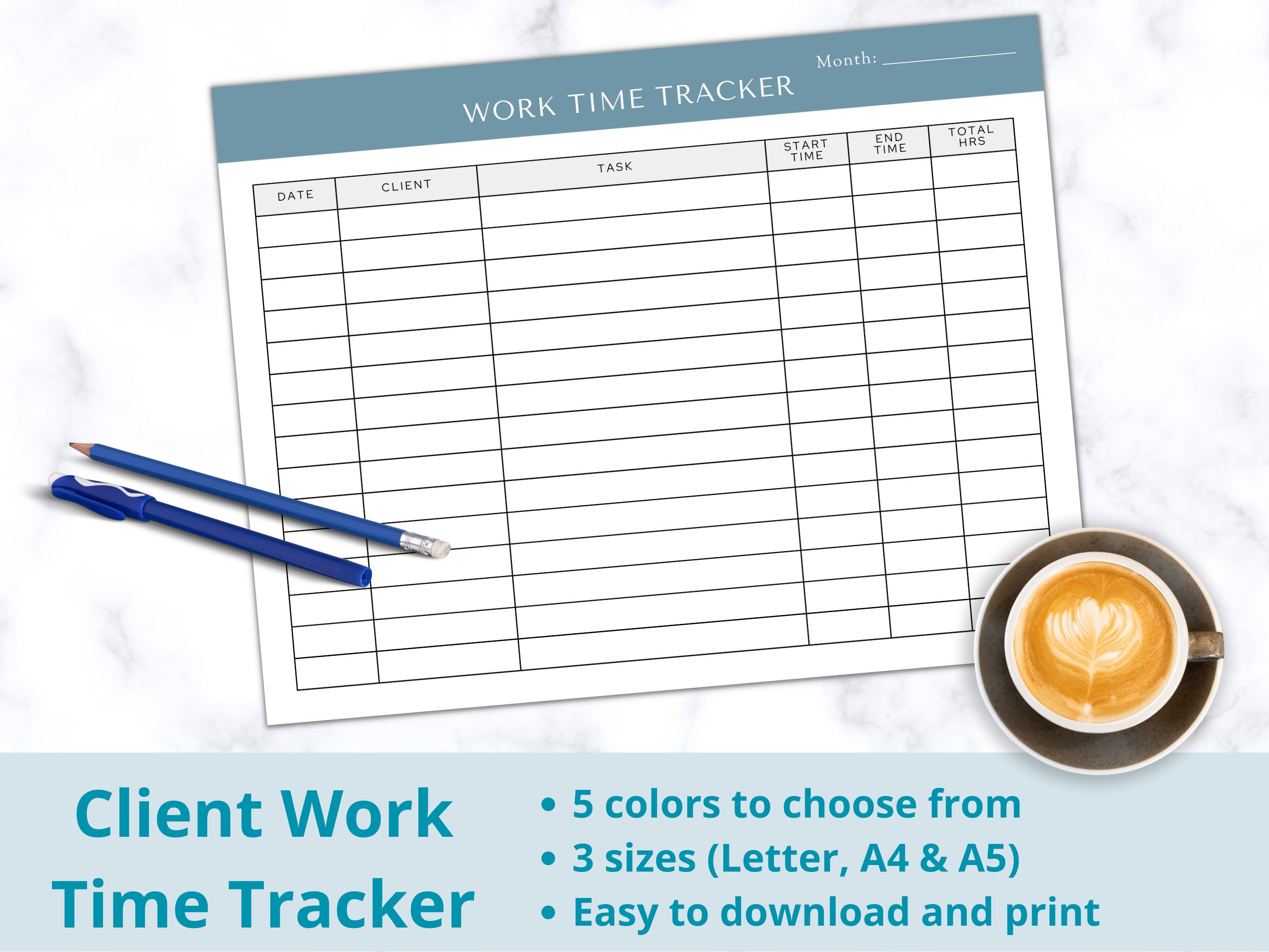 Client Work Time Tracker Printable Simple Minimalist Design - Etsy