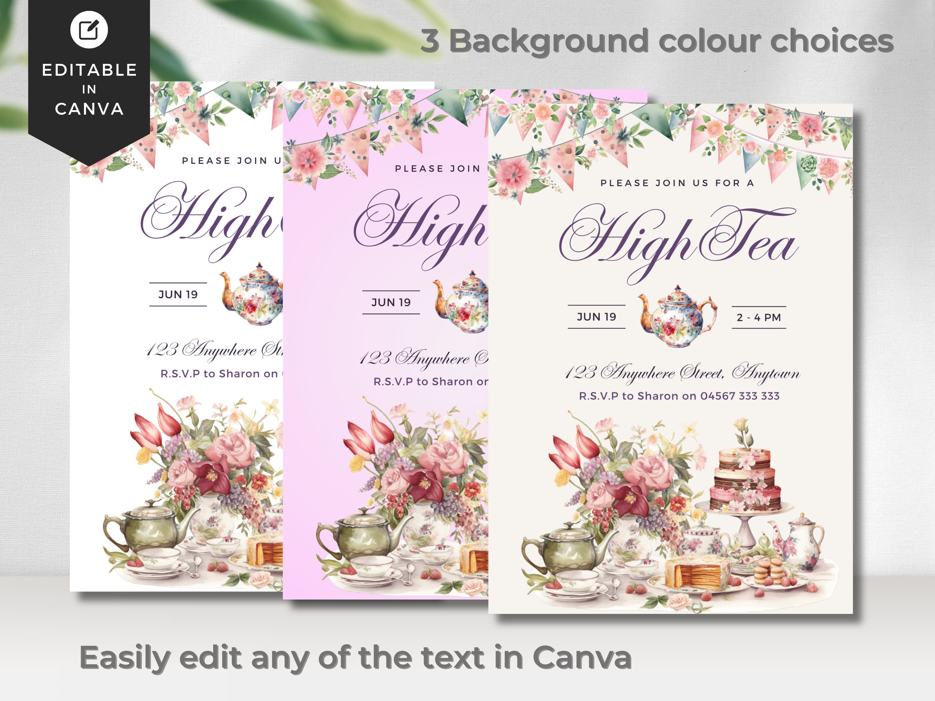 EDITABLE High Tea Invitation | Instant Download | Printable Party ...