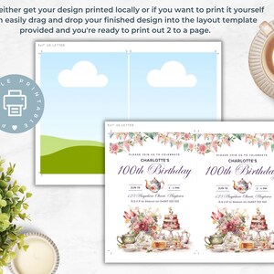 100th Birthday High Tea Invitation | Edit in Canva | Instant Download ...