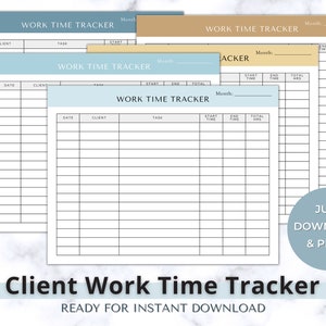 Client Work Time Tracker Printable Simple Minimalist Design - Etsy