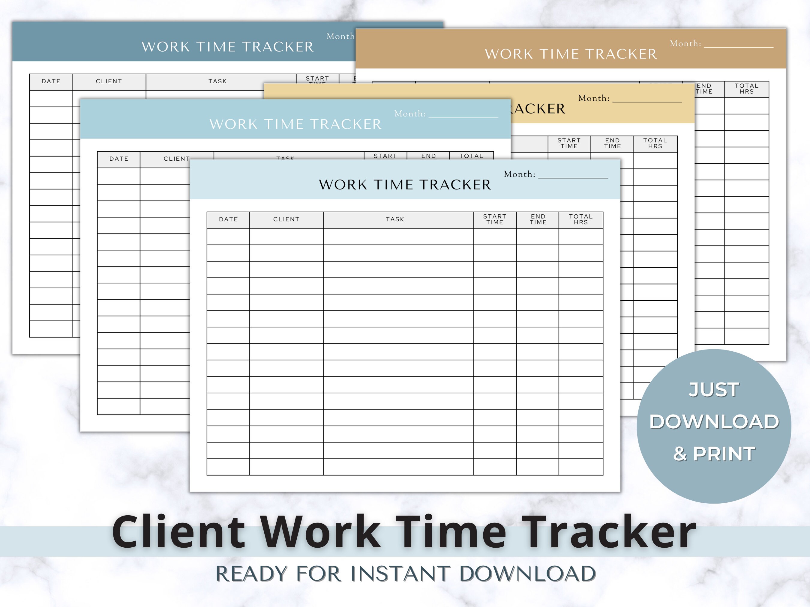 Client Work Time Tracker Printable Simple Minimalist Design - Etsy