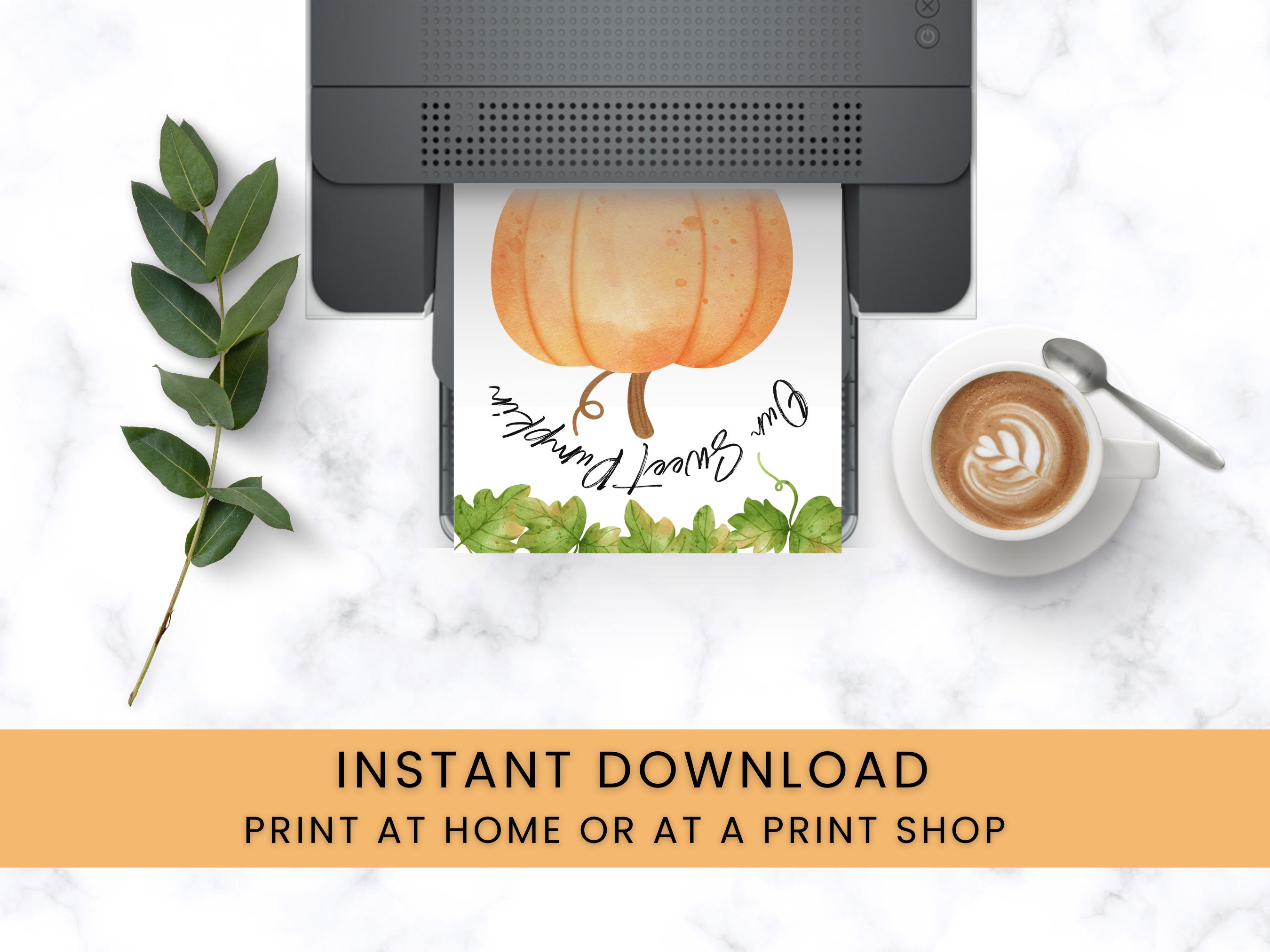 Pumpkin Handprint Art Printable, DIY Kid Craft, Holiday Activities ...