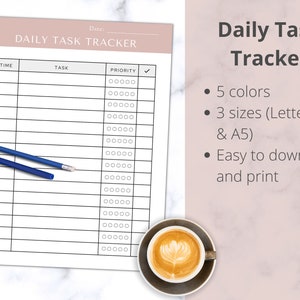 Daily Task Tracker | Pink & Grey | Office Planner | Work To-do List ...