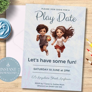 Printable Playdate Invitation Template, Let's Have Some Fun, Play Date ...