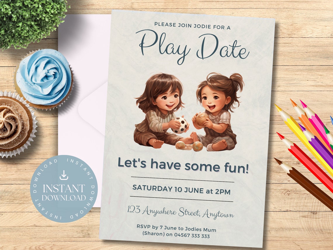 Printable Playdate Invitation Template, Play Date Invite, Let's Have ...